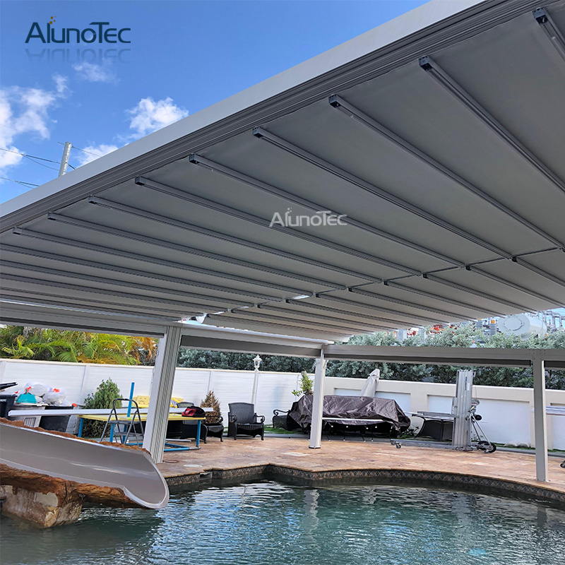 AlunoTec Motorized Retractable PVC Roofing Gazebo Canopy Folding Roof ...
