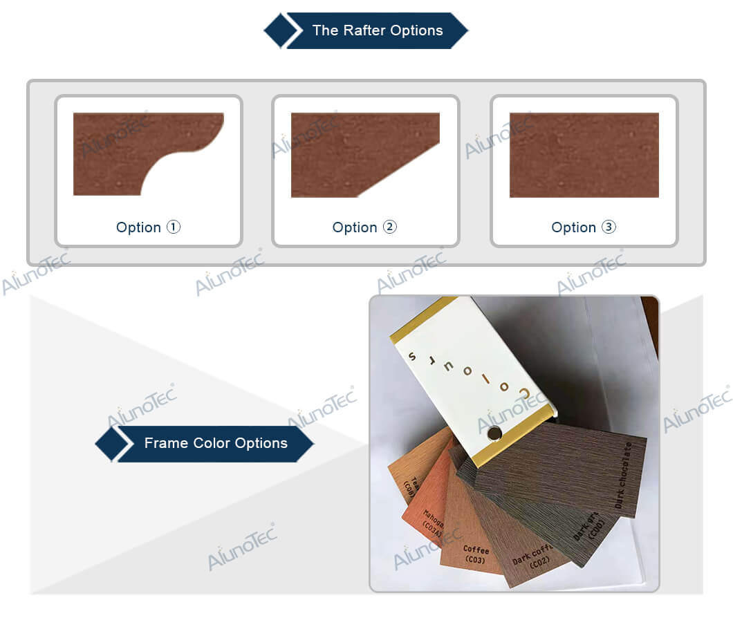 AlunoTec Sun Shade WPC Wood Pergola Outdoor Gazebo Canopy Windproof ...