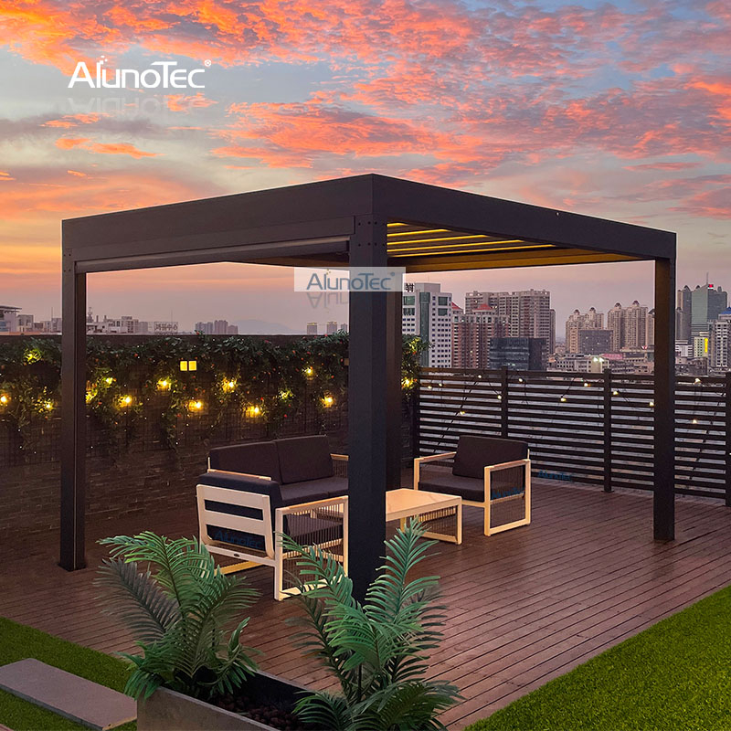 12 X 18 Ft 14x14 Ft Motorized Roof Gazebo Pergola Patio Area with ...